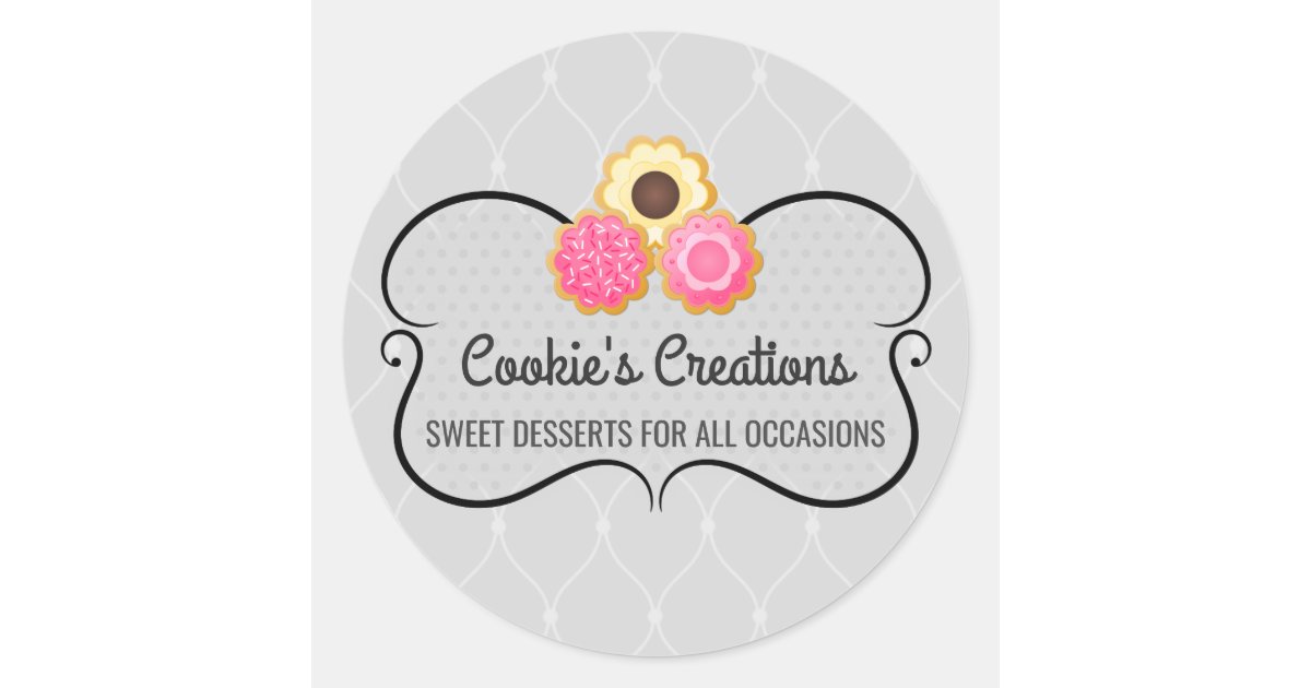 Elegant Cookie Bakery Box Seals | Zazzle