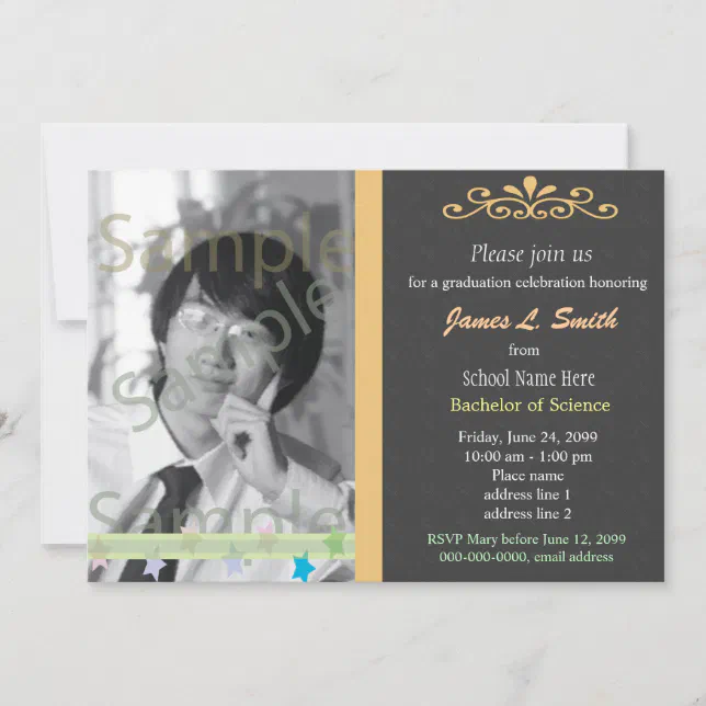 Elegant, cool golden photo university graduation invitation | Zazzle