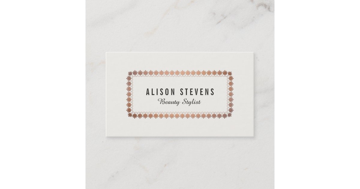 Elegant Copper Border, Makeup Artist Beauty, Salon Business Card | Zazzle