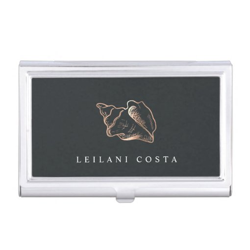Elegant Copper Conch Shell Personalized Business Card Case | Zazzle