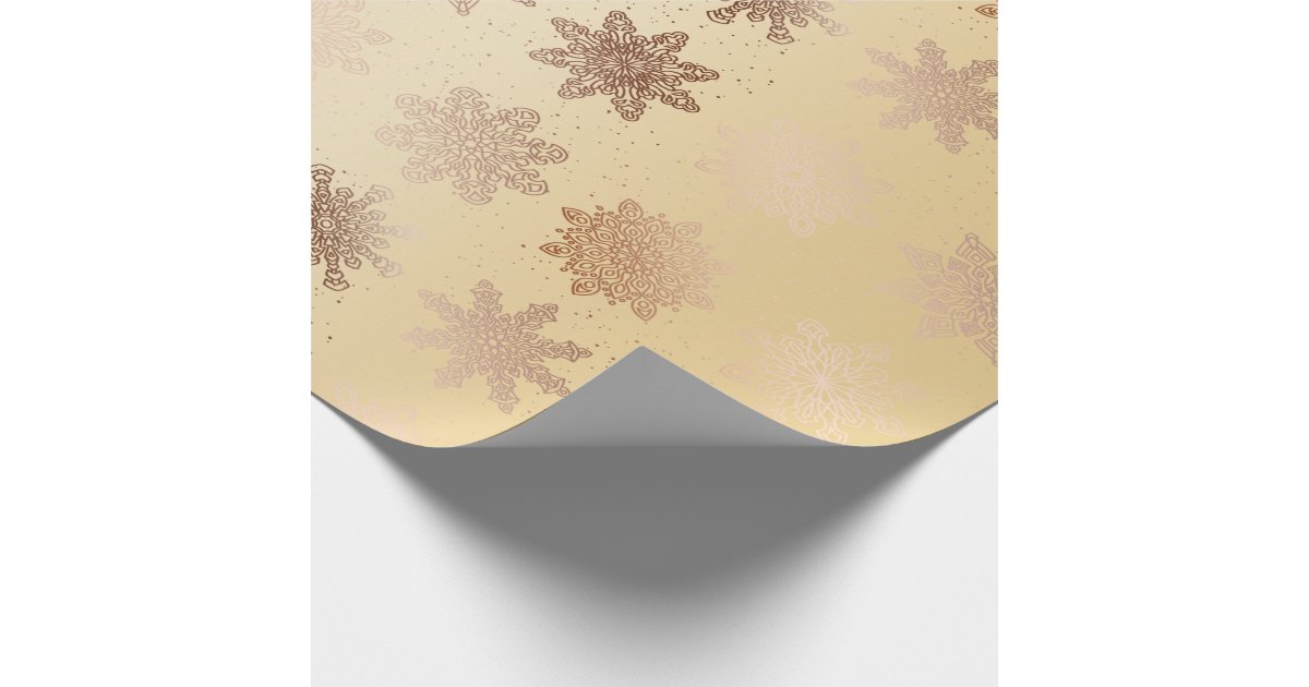 Elegant Copper Gold Snowflake Christmas Pattern Wrapping Paper | Zazzle