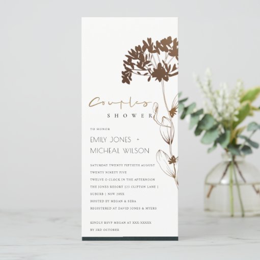 ELEGANT COPPER HYDRANGEA FLORAL COUPLES SHOWER INVITATION | Zazzle