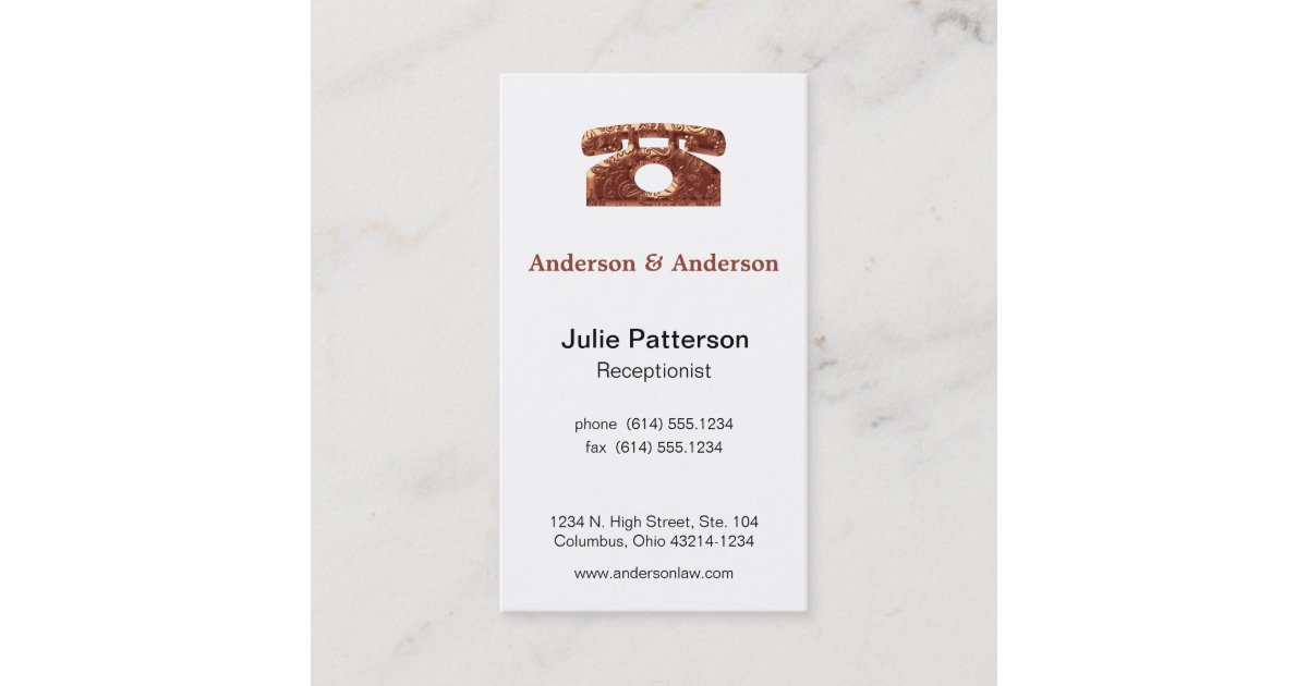 Elegant Copper Looking Telephone Business Card 2 | Zazzle