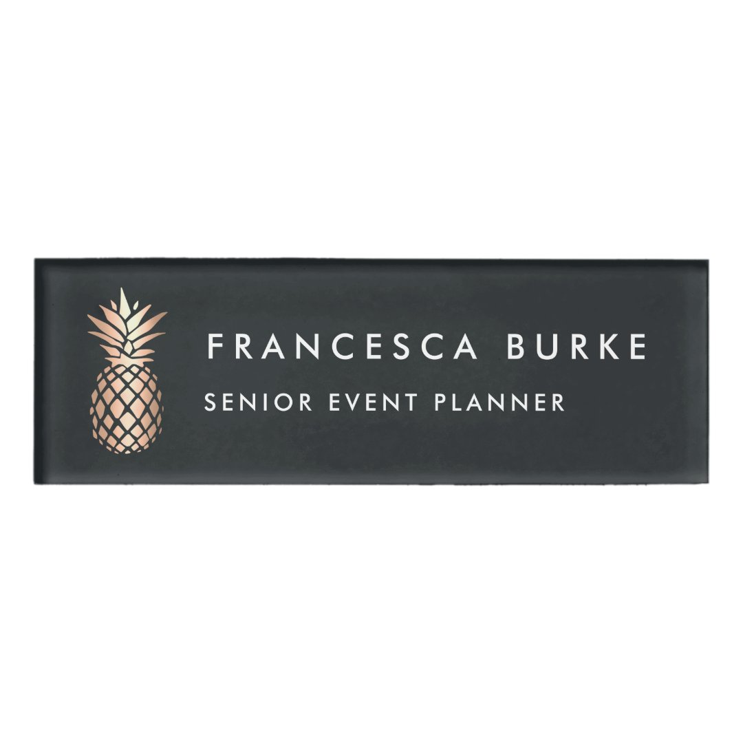Elegant Copper Pineapple Name Tag | Zazzle
