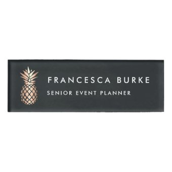 Elegant Copper Pineapple Name Tag | Zazzle
