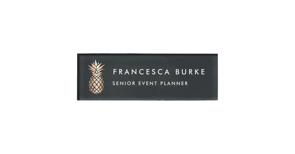 Elegant Copper Pineapple Name Tag | Zazzle