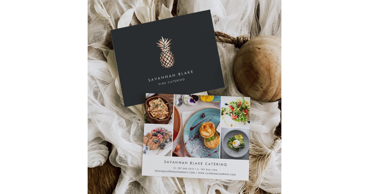 Elegant Copper Pineapple Promotional Photo Collage Postcard | Zazzle