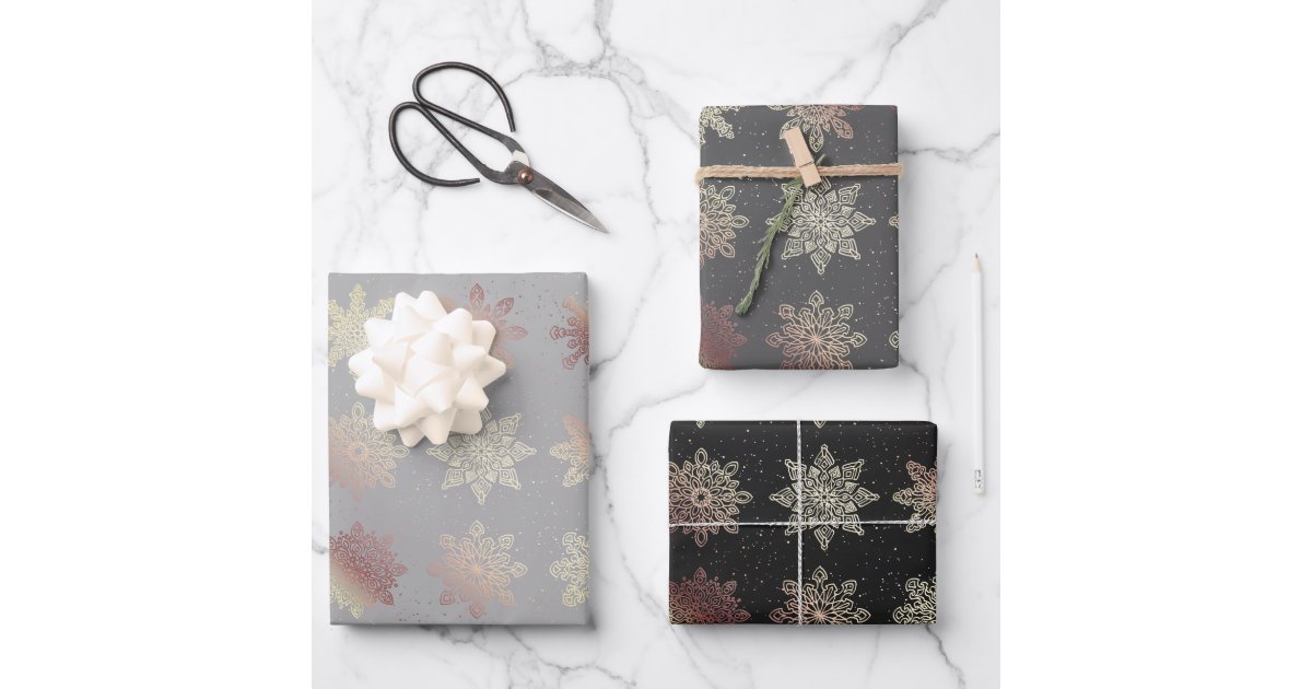 Elegant copper rose gold Christmas pattern Wrapping Paper Sheets | Zazzle