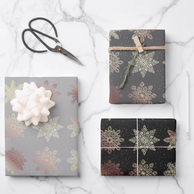 Elegant copper rose gold Christmas pattern Wrapping Paper Sheets | Zazzle