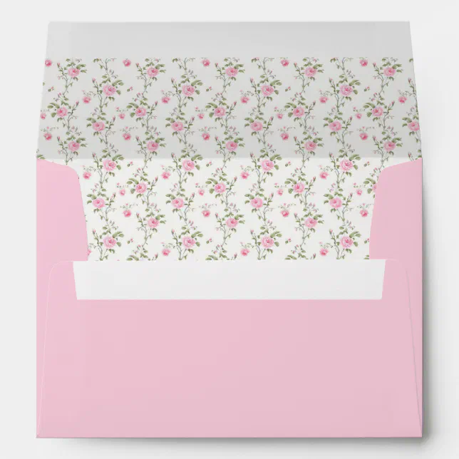 Elegant Coquette Pink Bow Floral Baby Shower Envelope | Zazzle