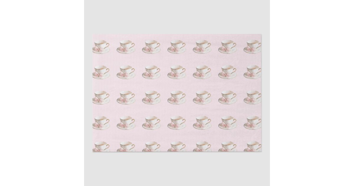 Elegant Coquette Preppy Pink Teacup with Bow Tissue Paper | Zazzle