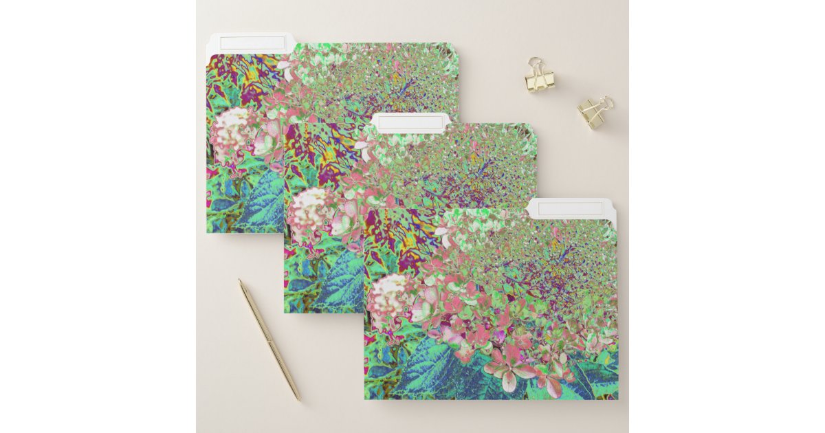 Elegant Coral and Chartreuse Limelight Hydrangea File Folder | Zazzle