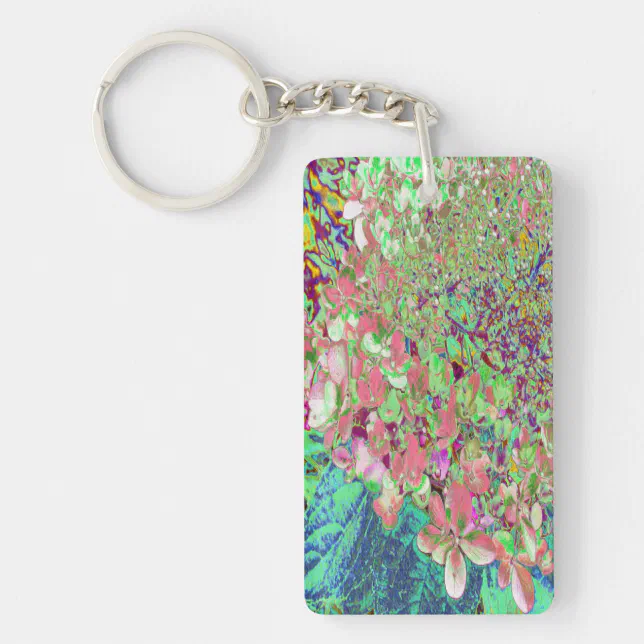 Elegant Coral and Chartreuse Limelight Hydrangea Keychain | Zazzle