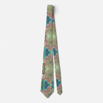 Elegant Coral and Chartreuse Limelight Hydrangea Neck Tie | Zazzle