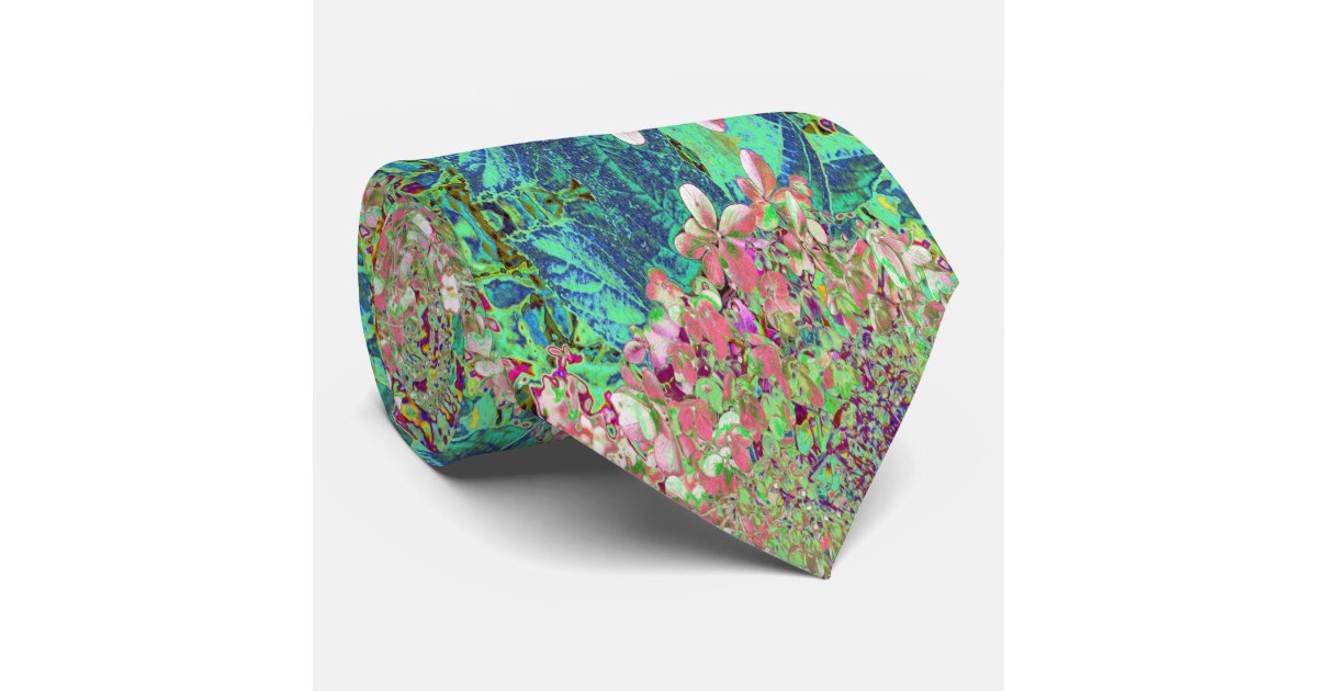Elegant Coral and Chartreuse Limelight Hydrangea Neck Tie | Zazzle