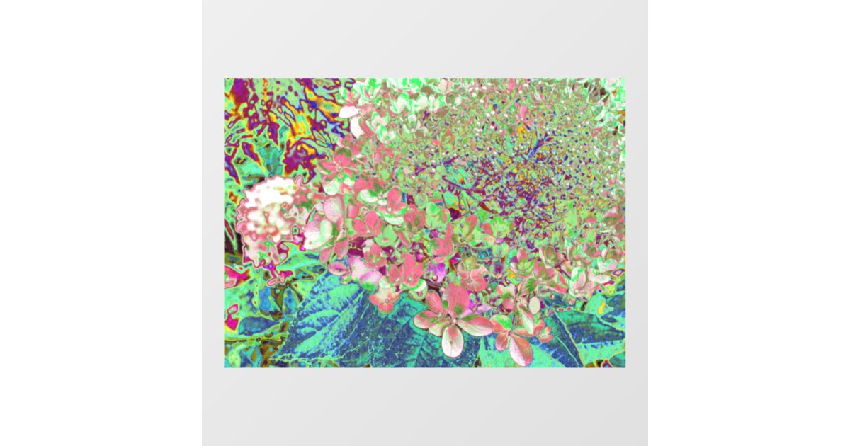 Elegant Coral and Chartreuse Limelight Hydrangea Window Cling | Zazzle