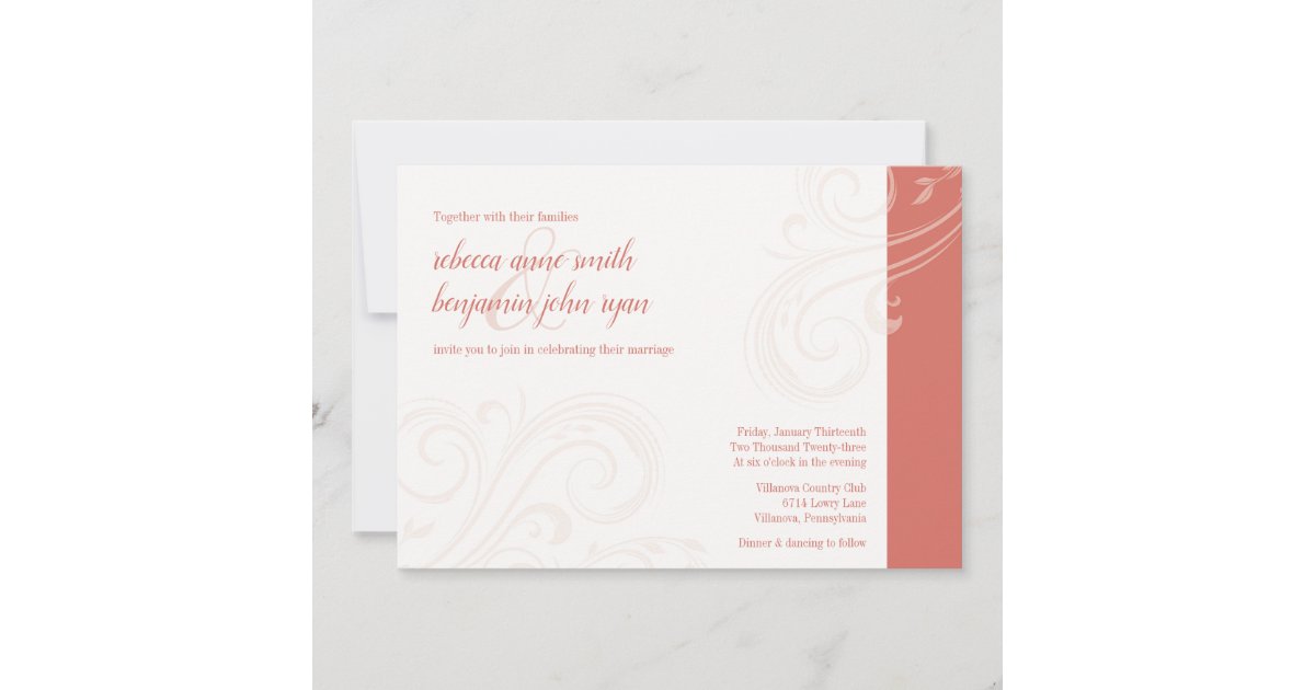 Elegant Coral Invite, Caroline Wedding Invitation | Zazzle