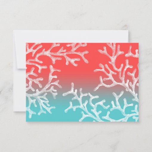 Elegant Coral Reef Beach Wedding Reception Invitation | Zazzle