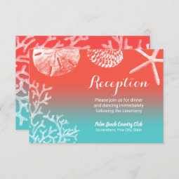 Elegant Coral Reef Beach Wedding Reception Invitation | Zazzle