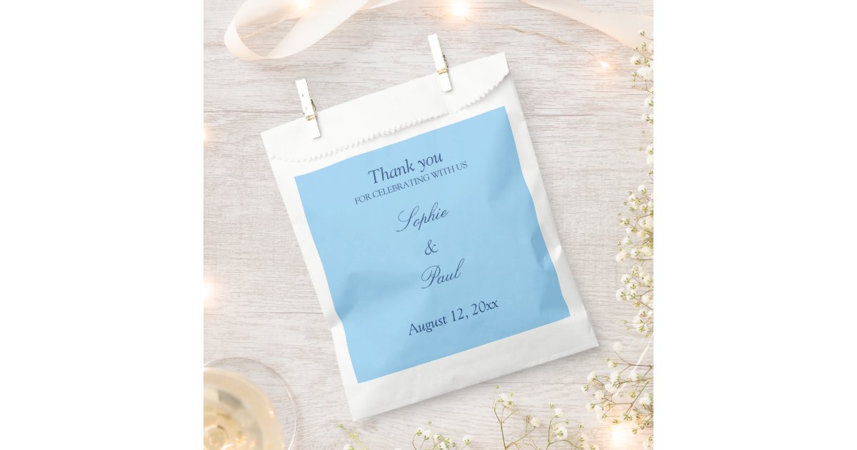 Elegant Cornflower Blue Wedding Favor Bags | Zazzle