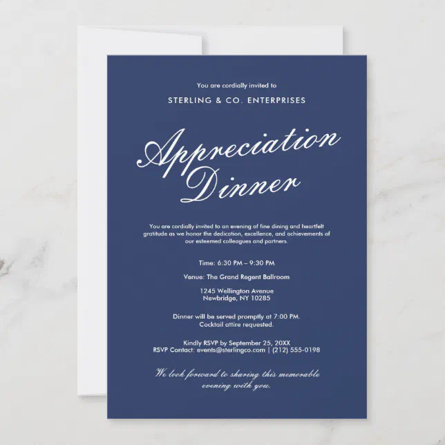 Elegant Corporate Appreciation Dinner Invitation | Zazzle