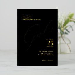 Elegant Corporate Black Tie Calligraphy Gala Foil Invitation | Zazzle