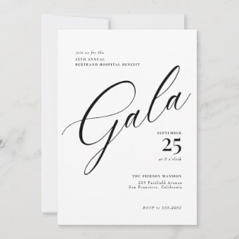 Elegant Corporate Black Tie Calligraphy Gala Invitation | Zazzle