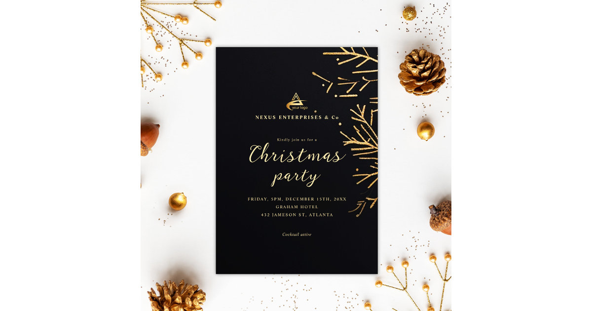 Elegant Corporate Christmas Party Business Holiday Invitation | Zazzle