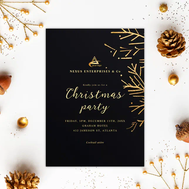 Elegant Corporate Christmas Party Business Holiday Invitation | Zazzle