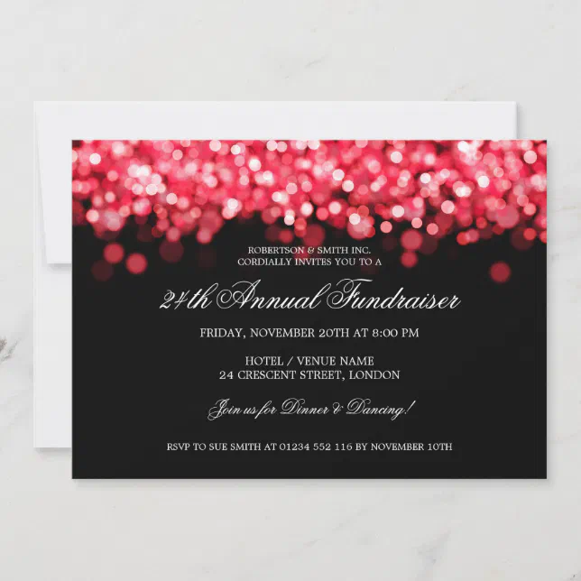 Elegant Corporate Fundraiser Red Lights Invitation | Zazzle