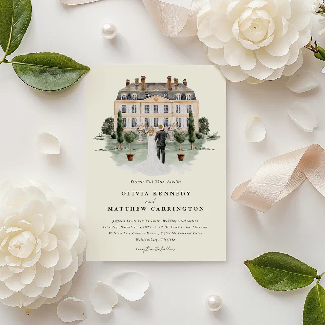 Elegant Country Manor | Villa Wedding Invitation | Zazzle