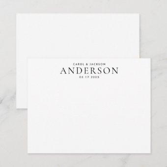 Elegant Couple Newlywed Name Wedding Stationery Note Card | Zazzle