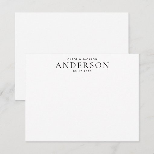 Elegant Couple Newlywed Name Wedding Stationery Note Card | Zazzle