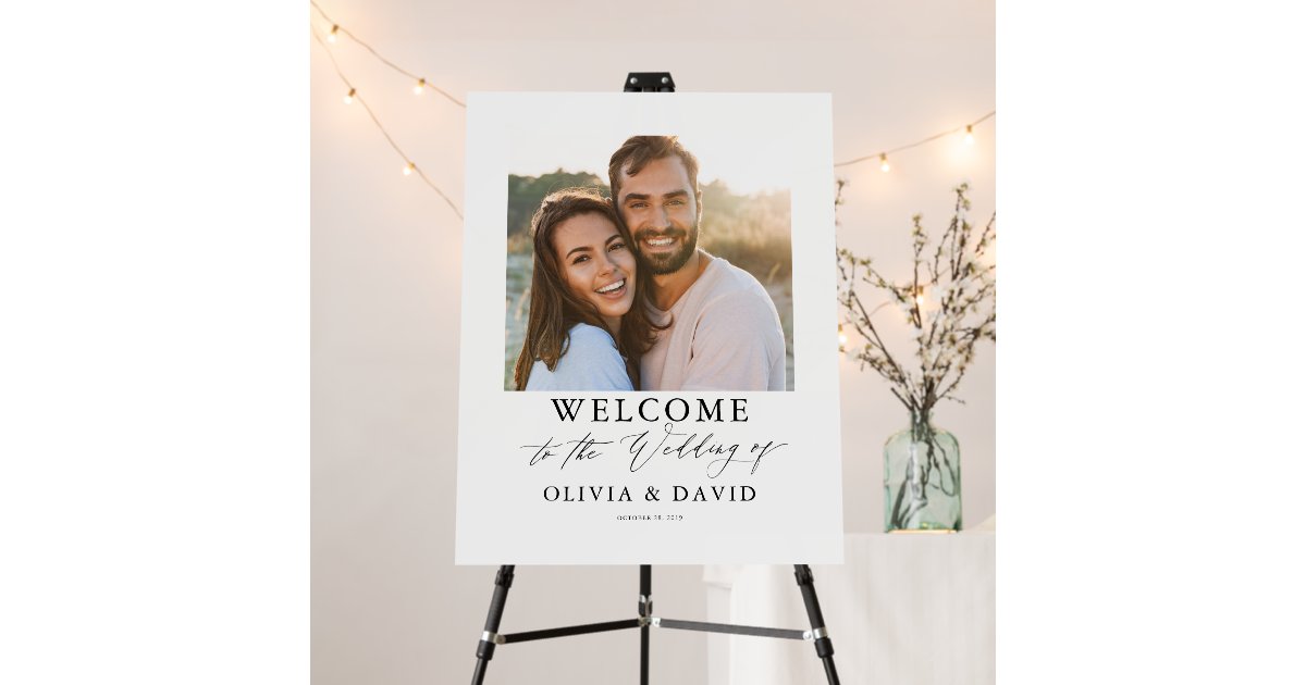 Elegant Couples Photo Wedding Welcome Sign | Zazzle