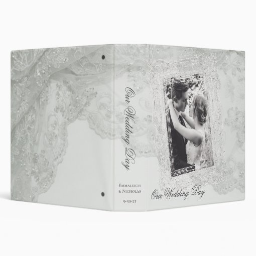 Elegant Couples Wedding Photo Album White 3 Ring Binder | Zazzle