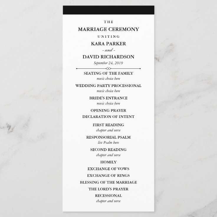Elegant Couture | Black and White Wedding Program | Zazzle