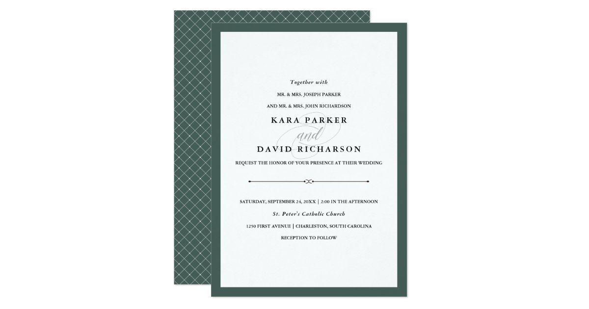 Elegant Couture | Rich Green Wedding Invitation | Zazzle.com