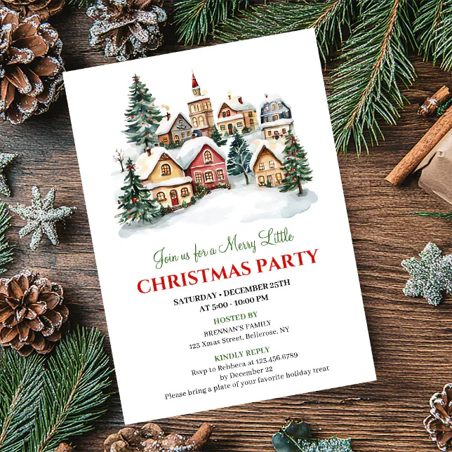 Elegant cozy holiday scene Christmas dinner invite | Zazzle