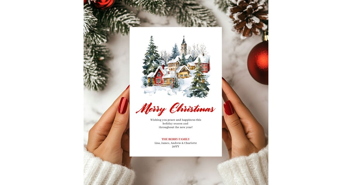 Elegant Cozy Winter Scene Greeting Card | Zazzle