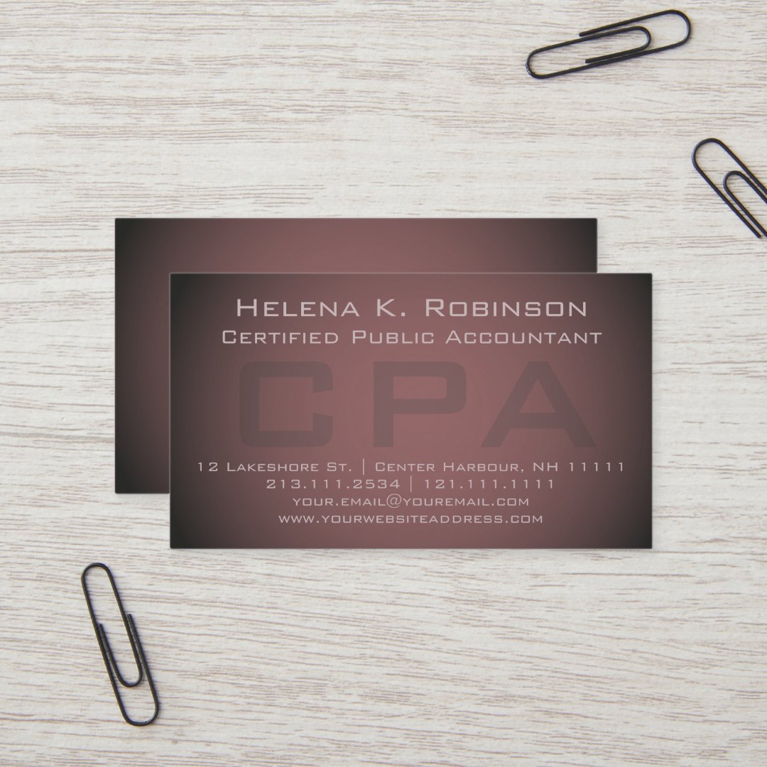 Elegant CPA Certified Public Accountant Business Card | Zazzle