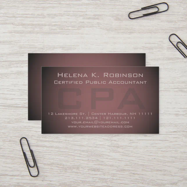 Elegant CPA Certified Public Accountant Business Card | Zazzle