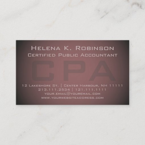 Elegant CPA Certified Public Accountant Business Card | Zazzle