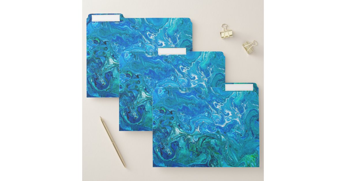 Elegant Crazy Lace Agate 2 - Blue Aqua File Folder | Zazzle