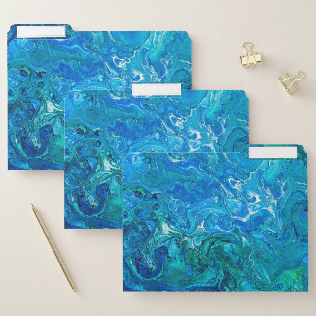 Elegant Crazy Lace Agate 2 - Blue Aqua File Folder | Zazzle