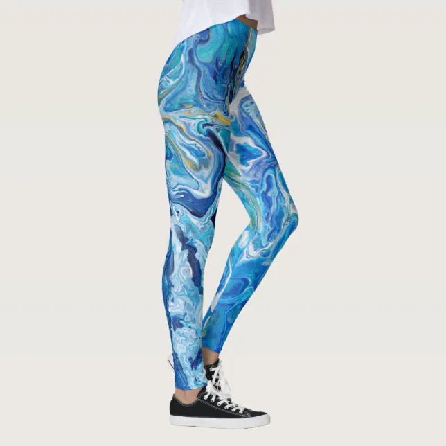 Elegant Crazy Lace Agate 6 - Ocean Blue Leggings | Zazzle