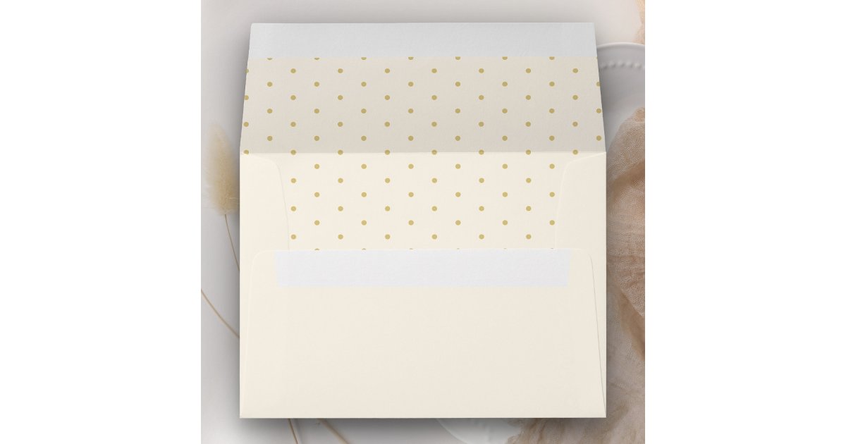 Elegant Cream and Gold Polka Dots Envelope | Zazzle