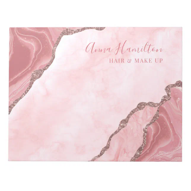 Elegant Cream Blush Pink Agate Geode Business Notepad | Zazzle