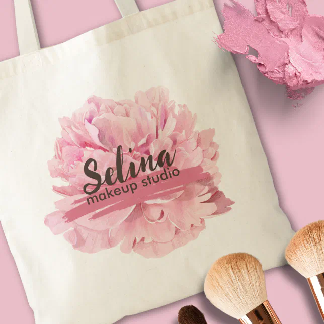 Elegant Cream Blush Pink Floral Makeup Studio Tote Bag | Zazzle