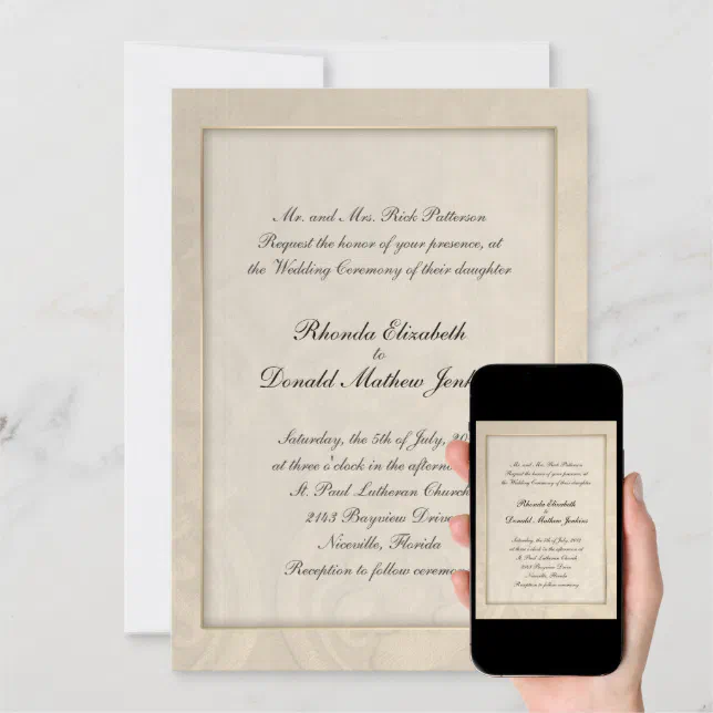 Elegant Cream Custom Wedding Invitation | Zazzle