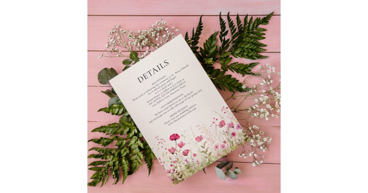 Elegant Creamy Wild Flower Wedding Enclosure Card | Zazzle